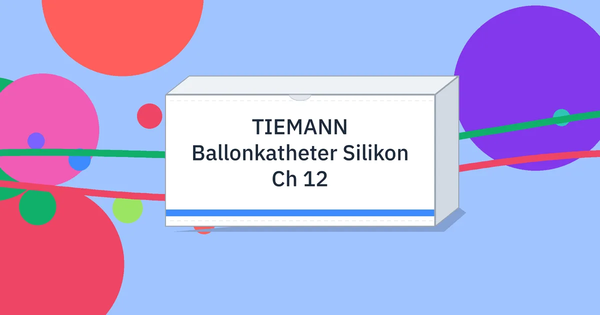 Symbolbild: Packung mit der Aufschrift TIEMANN Ballonkatheter Silikon Ch 12 (PZN 03227632) – Verfügbarkeit und Bezug in Apotheken in Frankfurt am Main
