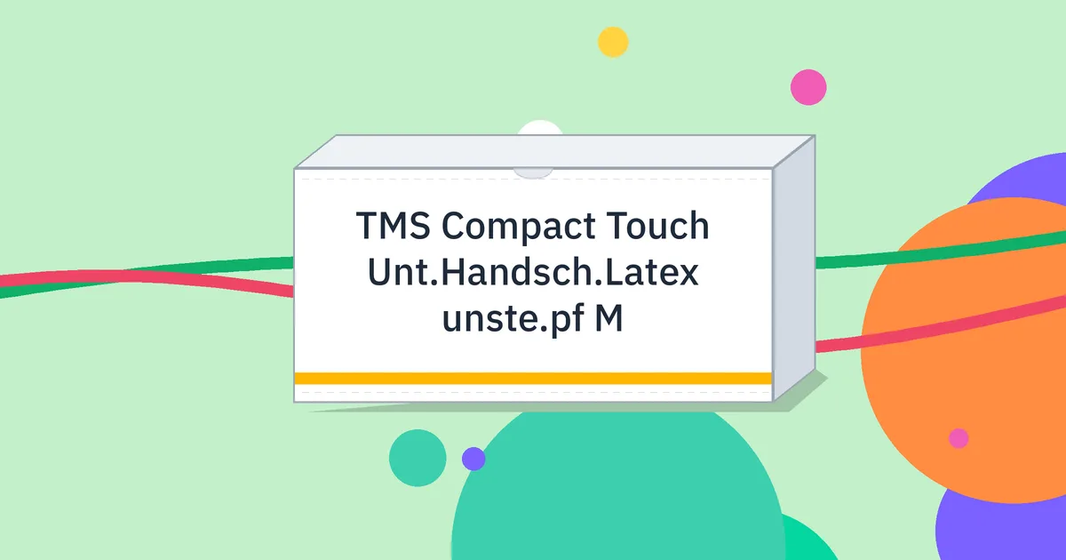 Symbolbild: Packung mit der Aufschrift TMS Compact Touch Unt.Handsch.Latex unste.pf M (PZN 20650740) – Verfügbarkeit und Bezug in Apotheken in Frankfurt am Main