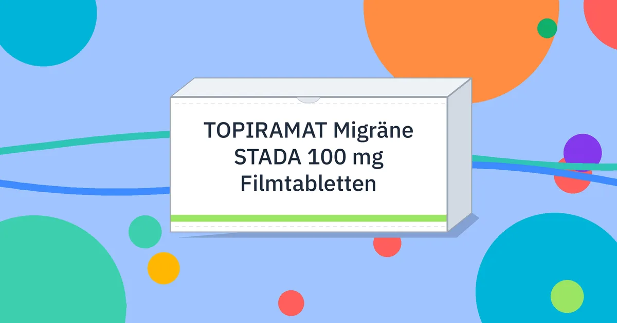 Symbolbild: Packung mit der Aufschrift TOPIRAMAT Migräne STADA 100 mg Filmtabletten (PZN 09195525) – Verfügbarkeit und Bezug in Apotheken in Frankfurt am Main
