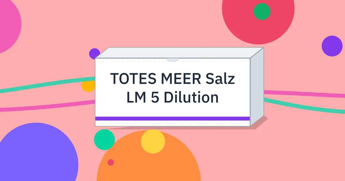 Symbolbild: Packung mit der Aufschrift TOTES MEER Salz LM 5 Dilution (PZN 13226094) – Verfügbarkeit und Bezug in Apotheken in Frankfurt am Main