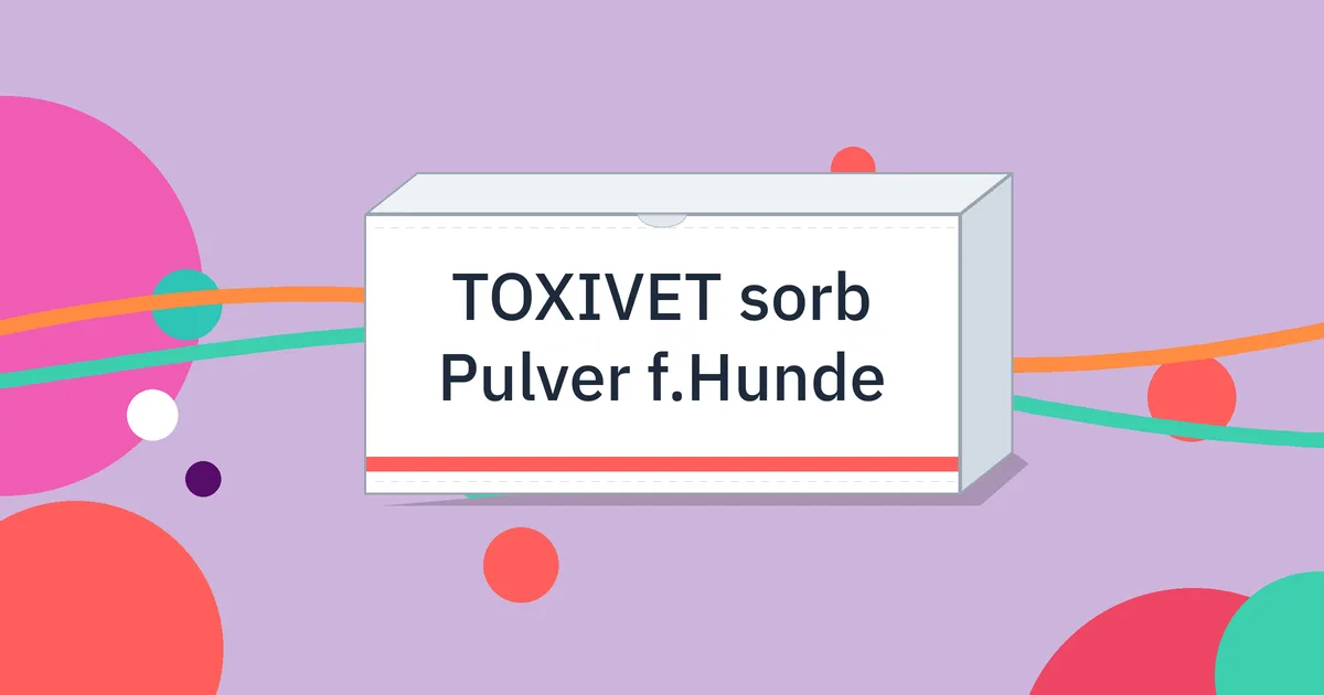 Symbolbild: Packung mit der Aufschrift TOXIVET sorb Pulver f.Hunde (PZN 09721184) – Verfügbarkeit und Bezug in Apotheken in Frankfurt am Main