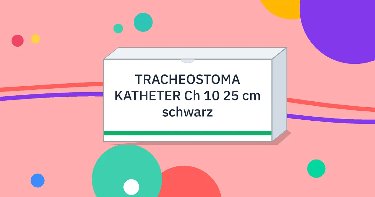 Symbolbild: Packung mit der Aufschrift TRACHEOSTOMA KATHETER Ch 10 25 cm schwarz (PZN 10045819) – Verfügbarkeit und Bezug in Apotheken in Frankfurt am Main