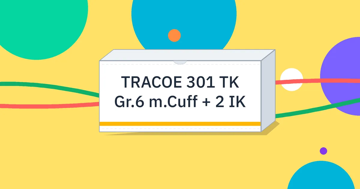 Symbolbild: Packung mit der Aufschrift TRACOE 301 TK Gr.6 m.Cuff + 2 IK (PZN 00920054) – Verfügbarkeit und Bezug in Apotheken in Frankfurt am Main