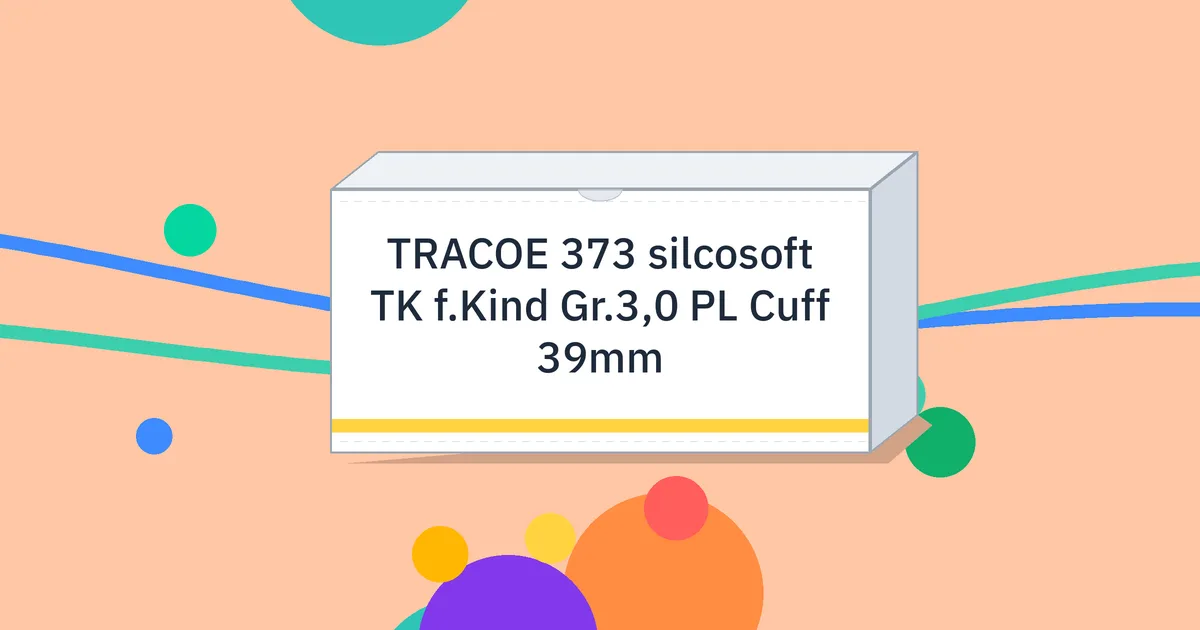 Symbolbild: Packung mit der Aufschrift TRACOE 373 silcosoft TK f.Kind Gr.3,0 PL Cuff 39mm (PZN 14316818) – Verfügbarkeit und Bezug in Apotheken in Frankfurt am Main