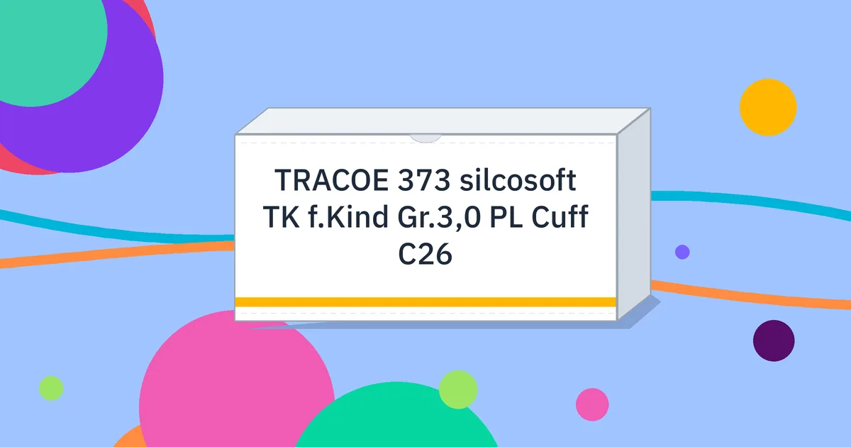 Symbolbild: Packung mit der Aufschrift TRACOE 373 silcosoft TK f.Kind Gr.3,0 PL Cuff C26 (PZN 14316830) – Verfügbarkeit und Bezug in Apotheken in Frankfurt am Main