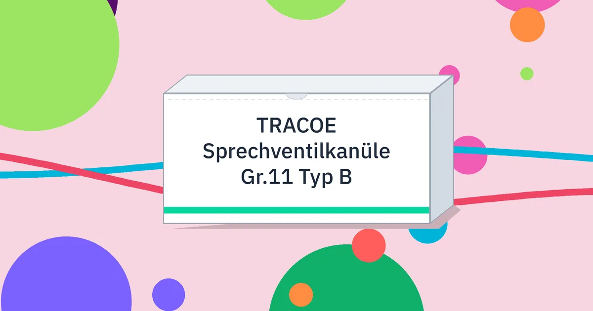 Symbolbild: Packung mit der Aufschrift TRACOE Sprechventilkanüle Gr.11 Typ B (PZN 07483556) – Verfügbarkeit und Bezug in Apotheken in Frankfurt am Main