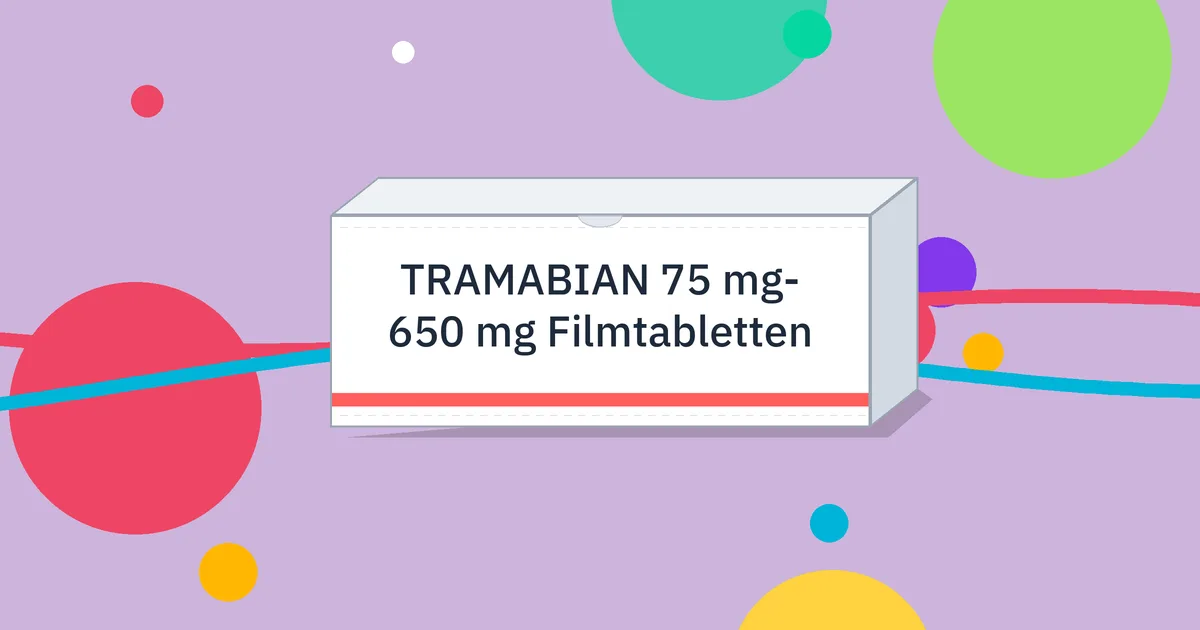 Symbolbild: Packung mit der Aufschrift TRAMABIAN 75 mg-650 mg Filmtabletten (PZN 11111180) – Verfügbarkeit und Bezug in Apotheken in Frankfurt am Main