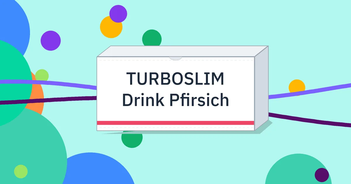 Symbolbild: Packung mit der Aufschrift TURBOSLIM Drink Pfirsich (PZN 19058002) – Verfügbarkeit und Bezug in Apotheken in Frankfurt am Main