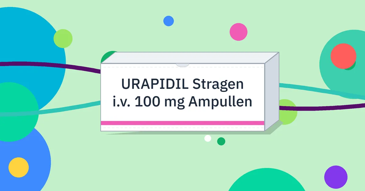 Symbolbild: Packung mit der Aufschrift URAPIDIL Stragen i.v. 100 mg Ampullen (PZN 09615772) – Verfügbarkeit und Bezug in Apotheken in Frankfurt am Main