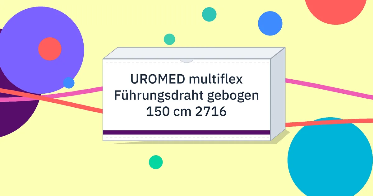 Symbolbild: Packung mit der Aufschrift UROMED multiflex Führungsdraht gebogen 150 cm 2716 (PZN 11872157) – Verfügbarkeit und Bezug in Apotheken in Frankfurt am Main