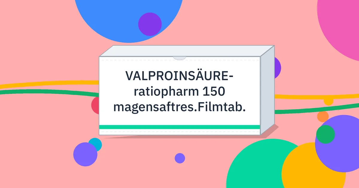 Symbolbild: Packung mit der Aufschrift VALPROINSÄURE-ratiopharm 150 magensaftres.Filmtab. (PZN 07260661) – Verfügbarkeit und Bezug in Apotheken in Frankfurt am Main