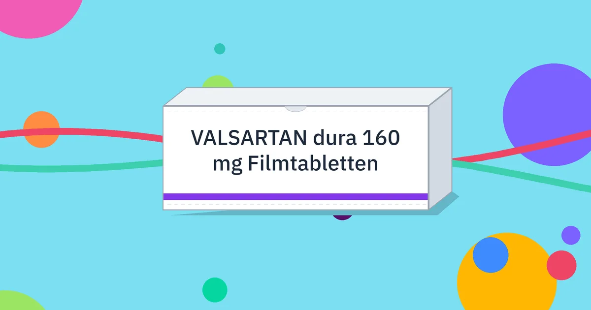 Symbolbild: Packung mit der Aufschrift VALSARTAN dura 160 mg Filmtabletten (PZN 09239613) – Verfügbarkeit und Bezug in Apotheken in Frankfurt am Main