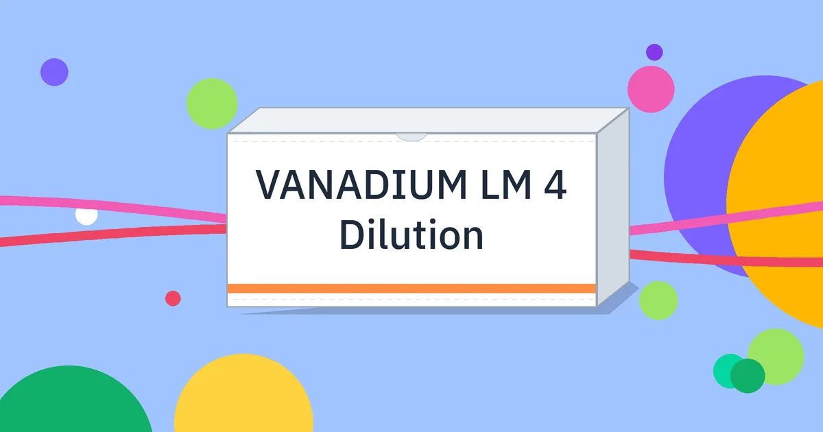 Symbolbild: Packung mit der Aufschrift VANADIUM LM 4 Dilution (PZN 13262351) – Verfügbarkeit und Bezug in Apotheken in Frankfurt am Main