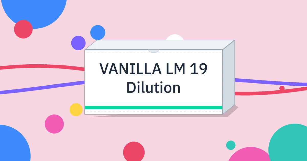 Symbolbild: Packung mit der Aufschrift VANILLA LM 19 Dilution (PZN 13263735) – Verfügbarkeit und Bezug in Apotheken in Frankfurt am Main