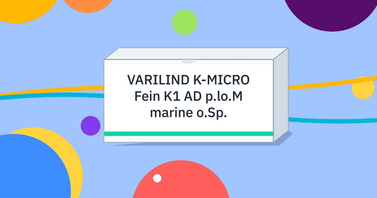 Symbolbild: Packung mit der Aufschrift VARILIND K-MICRO Fein K1 AD p.lo.M marine o.Sp. (PZN 20557696) – Verfügbarkeit und Bezug in Apotheken in Frankfurt am Main