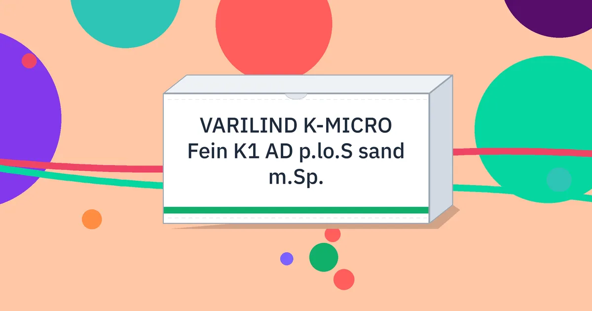 Symbolbild: Packung mit der Aufschrift VARILIND K-MICRO Fein K1 AD p.lo.S sand m.Sp. (PZN 20618943) – Verfügbarkeit und Bezug in Apotheken in Frankfurt am Main