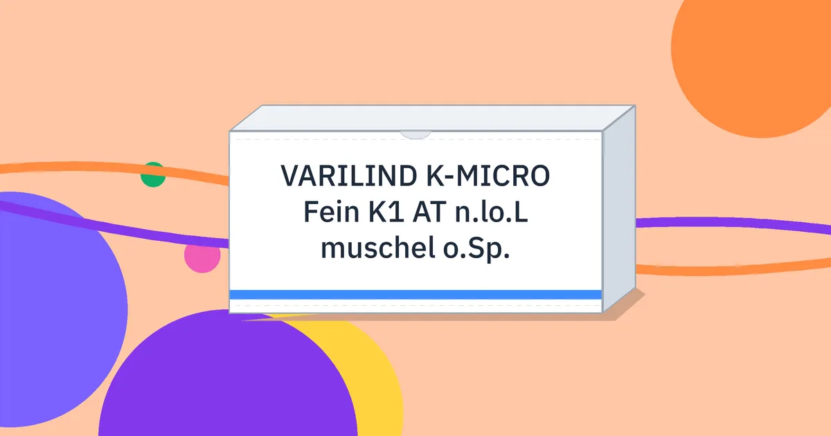 Symbolbild: Packung mit der Aufschrift VARILIND K-MICRO Fein K1 AT n.lo.L muschel o.Sp. (PZN 20552983) – Verfügbarkeit und Bezug in Apotheken in Frankfurt am Main