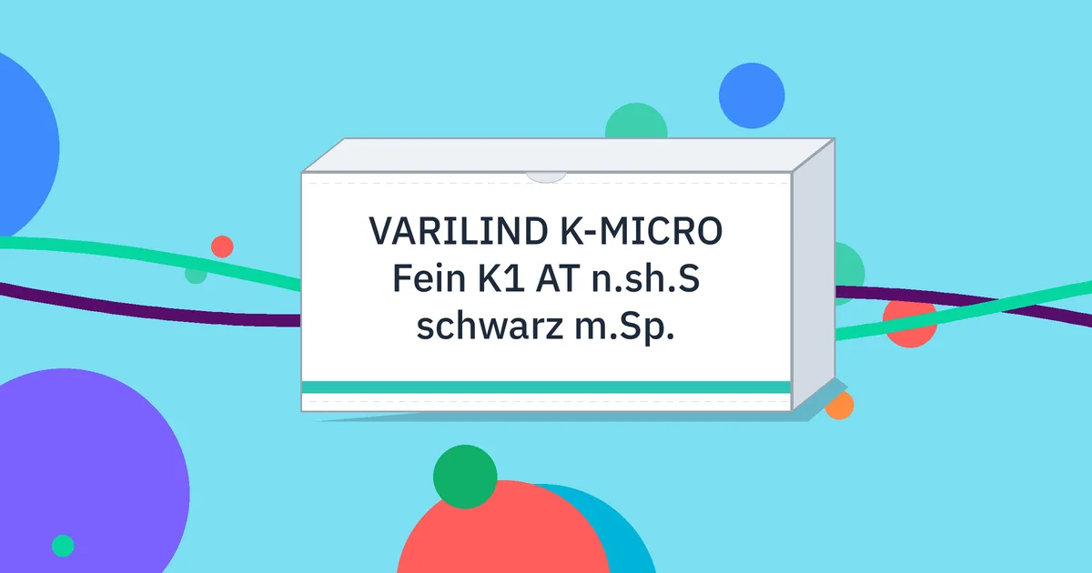 Symbolbild: Packung mit der Aufschrift VARILIND K-MICRO Fein K1 AT n.sh.S schwarz m.Sp. (PZN 20552339) – Verfügbarkeit und Bezug in Apotheken in Frankfurt am Main