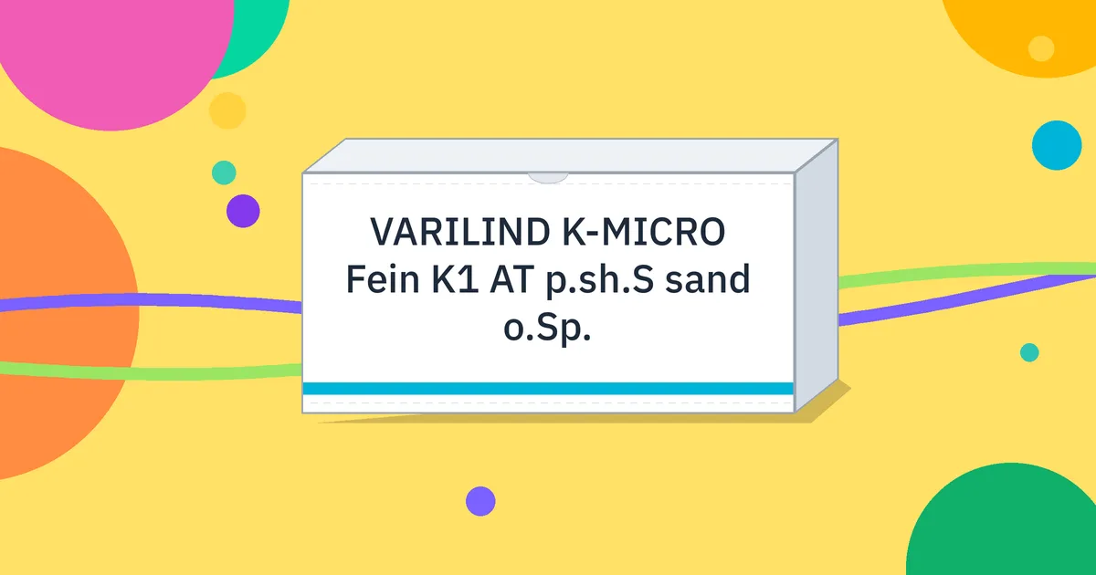Symbolbild: Packung mit der Aufschrift VARILIND K-MICRO Fein K1 AT p.sh.S sand o.Sp. (PZN 20551831) – Verfügbarkeit und Bezug in Apotheken in Frankfurt am Main