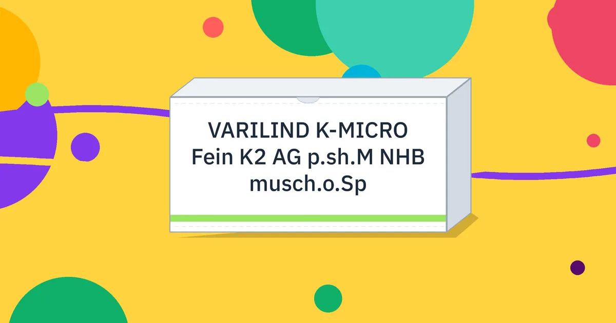 Symbolbild: Packung mit der Aufschrift VARILIND K-MICRO Fein K2 AG p.sh.M NHB musch.o.Sp (PZN 20618713) – Verfügbarkeit und Bezug in Apotheken in Frankfurt am Main