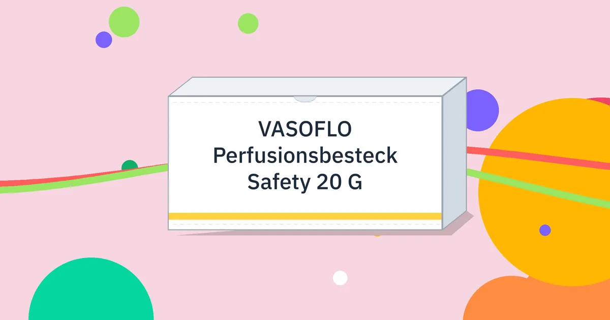 Symbolbild: Packung mit der Aufschrift VASOFLO Perfusionsbesteck Safety 20 G (PZN 09890811) – Verfügbarkeit und Bezug in Apotheken in Frankfurt am Main
