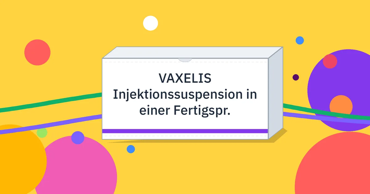 Symbolbild: Packung mit der Aufschrift VAXELIS Injektionssuspension in einer Fertigspr. (PZN 16585698) – Verfügbarkeit und Bezug in Apotheken in Frankfurt am Main