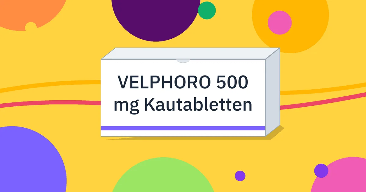 Symbolbild: Packung mit der Aufschrift VELPHORO 500 mg Kautabletten (PZN 19247921) – Verfügbarkeit und Bezug in Apotheken in Frankfurt am Main
