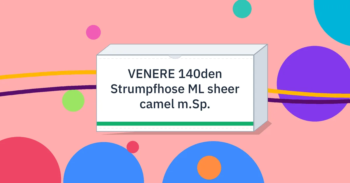 Symbolbild: Packung mit der Aufschrift VENERE 140den Strumpfhose ML sheer camel m.Sp. (PZN 16171637) – Verfügbarkeit und Bezug in Apotheken in Frankfurt am Main