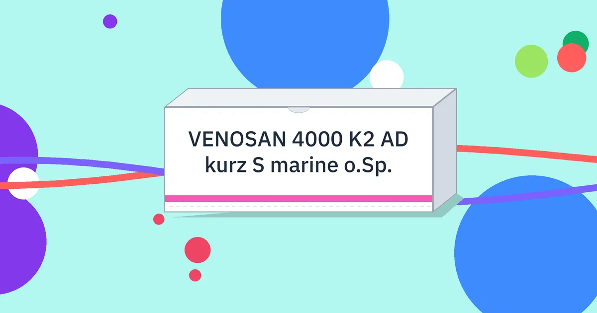Symbolbild: Packung mit der Aufschrift VENOSAN 4000 K2 AD kurz S marine o.Sp. (PZN 16602066) – Verfügbarkeit und Bezug in Apotheken in Frankfurt am Main