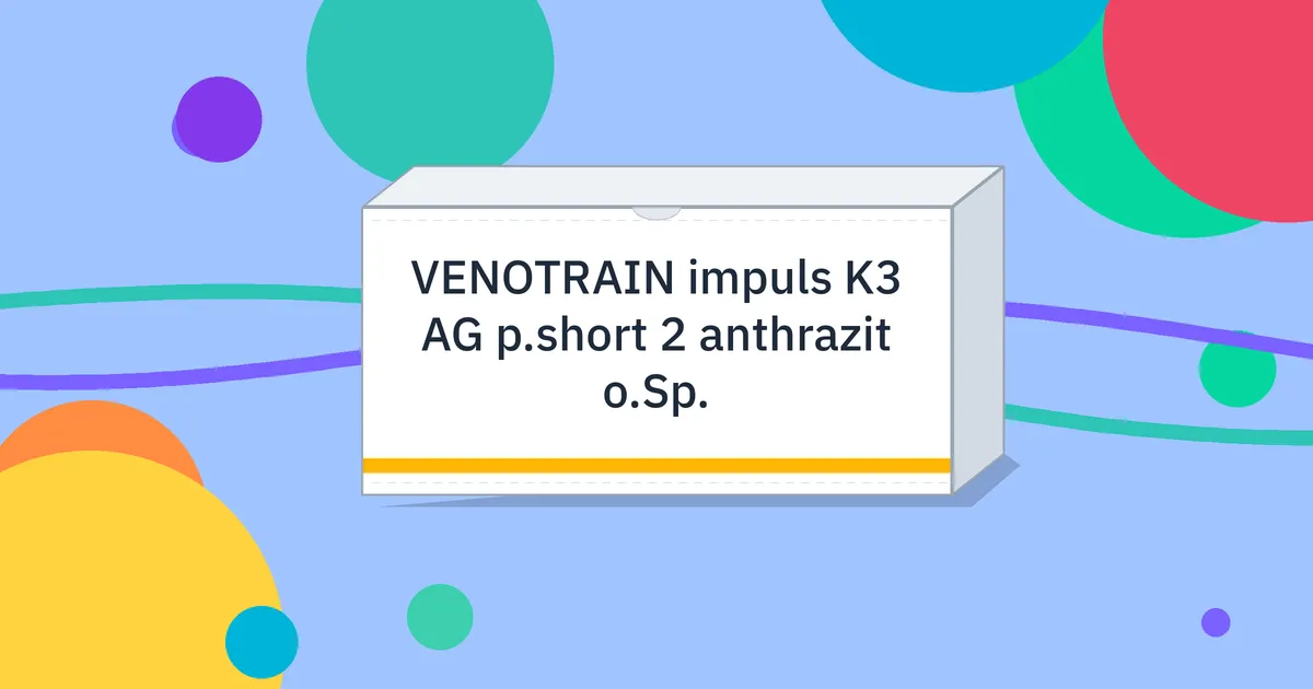 Symbolbild: Packung mit der Aufschrift VENOTRAIN impuls K3 AG p.short 2 anthrazit o.Sp. (PZN 15213865) – Verfügbarkeit und Bezug in Apotheken in Frankfurt am Main