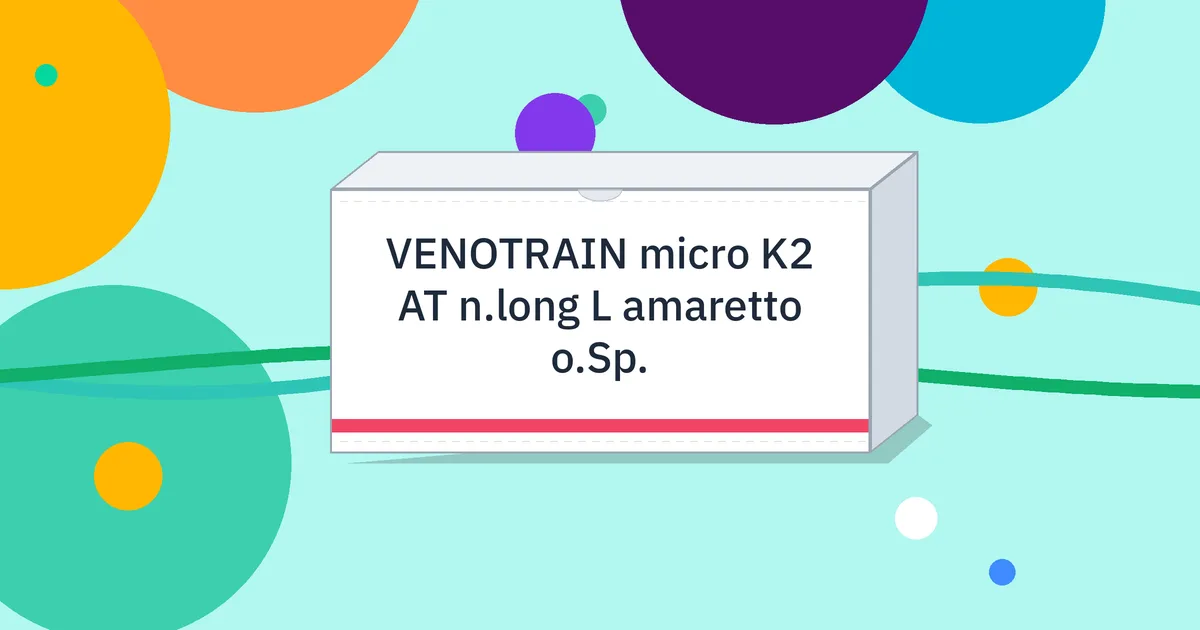 Symbolbild: Packung mit der Aufschrift VENOTRAIN micro K2 AT n.long L amaretto o.Sp. (PZN 05706271) – Verfügbarkeit und Bezug in Apotheken in Frankfurt am Main