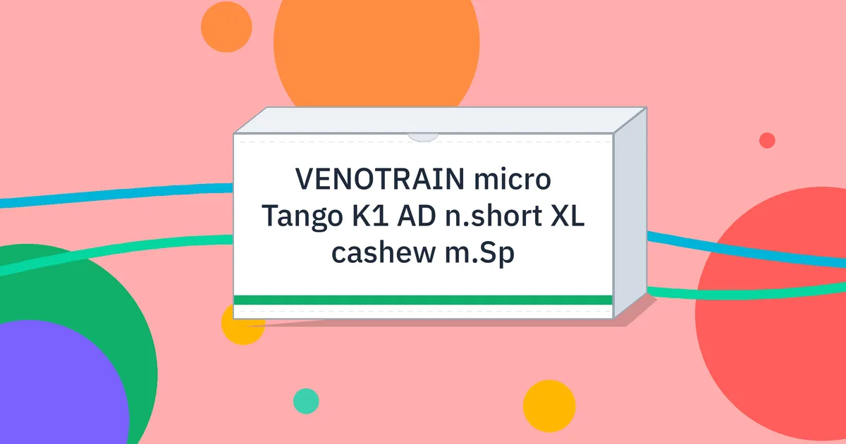 Symbolbild: Packung mit der Aufschrift VENOTRAIN micro Tango K1 AD n.short XL cashew m.Sp (PZN 20765503) – Verfügbarkeit und Bezug in Apotheken in Frankfurt am Main
