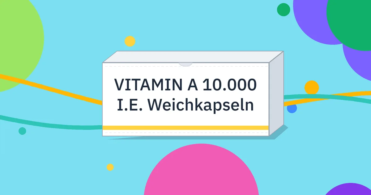 Symbolbild: Packung mit der Aufschrift VITAMIN A 10.000 I.E. Weichkapseln (PZN 17862326) – Verfügbarkeit und Bezug in Apotheken in Frankfurt am Main