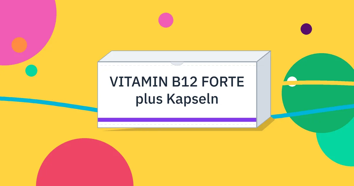 Symbolbild: Packung mit der Aufschrift VITAMIN B12 FORTE plus Kapseln (PZN 11069288) – Verfügbarkeit und Bezug in Apotheken in Frankfurt am Main