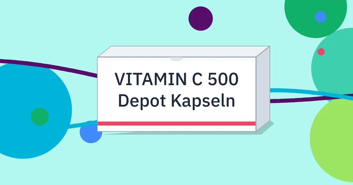 Symbolbild: Packung mit der Aufschrift VITAMIN C 500 Depot Kapseln (PZN 18666171) – Verfügbarkeit und Bezug in Apotheken in Frankfurt am Main