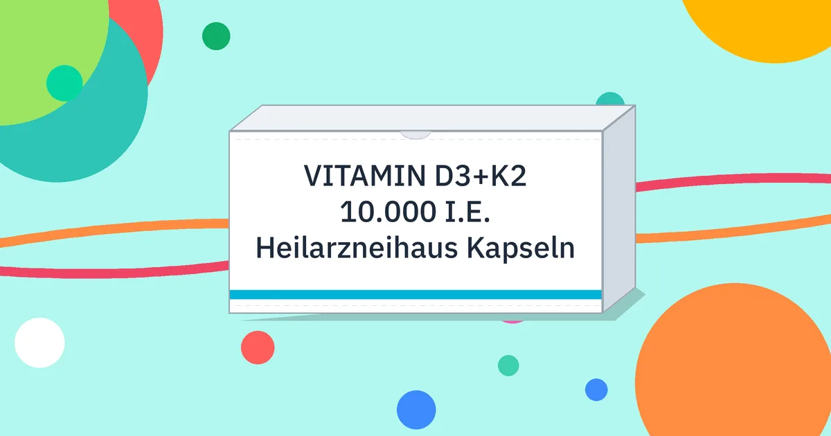 Symbolbild: Packung mit der Aufschrift VITAMIN D3+K2 10.000 I.E. Heilarzneihaus Kapseln (PZN 15876318) – Verfügbarkeit und Bezug in Apotheken in Frankfurt am Main