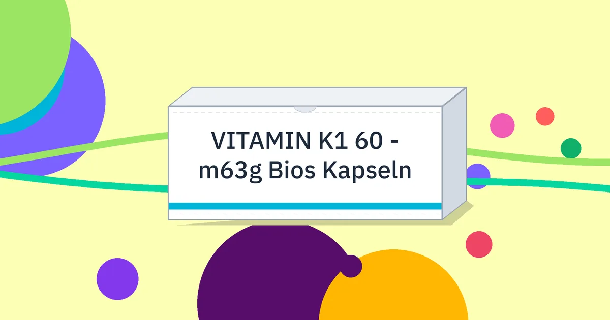 Symbolbild: Packung mit der Aufschrift VITAMIN K1 60 -m63g Bios Kapseln (PZN 01056008) – Verfügbarkeit und Bezug in Apotheken in Frankfurt am Main