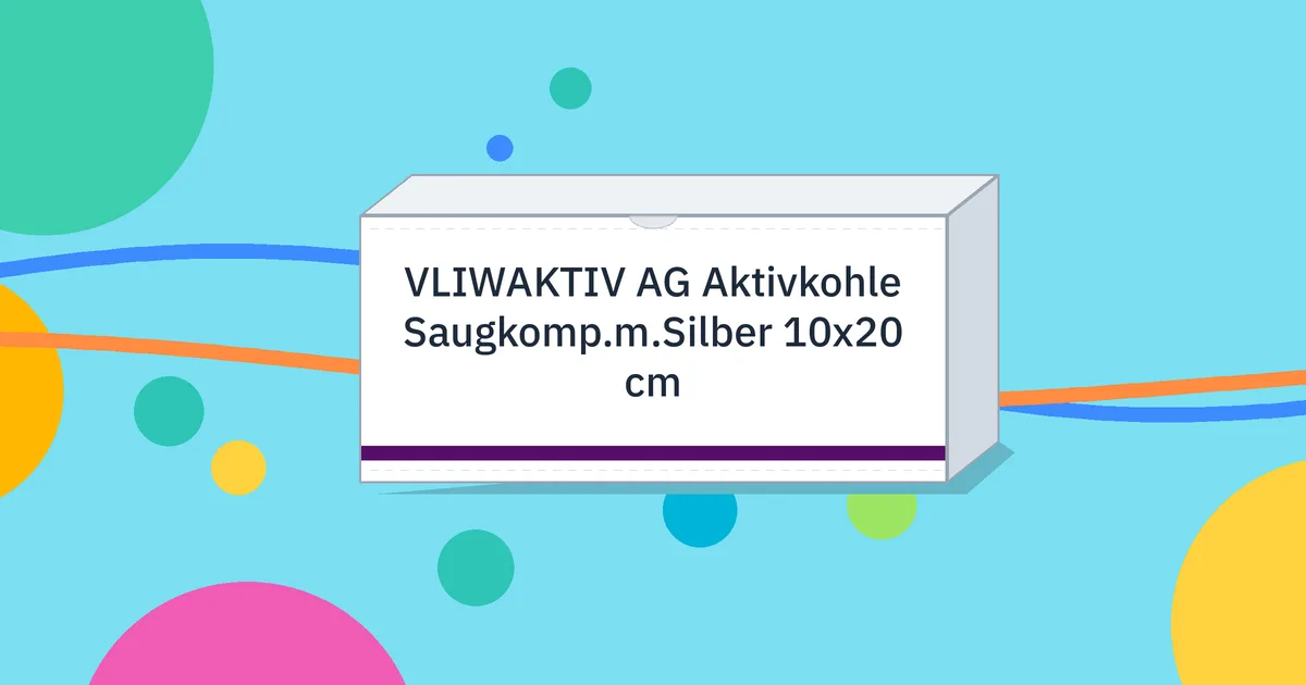 Symbolbild: Packung mit der Aufschrift VLIWAKTIV AG Aktivkohle Saugkomp.m.Silber 10x20 cm (PZN 16017853) – Verfügbarkeit und Bezug in Apotheken in Frankfurt am Main