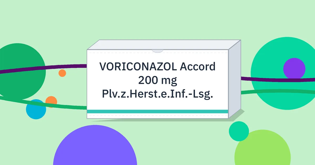 Symbolbild: Packung mit der Aufschrift VORICONAZOL Accord 200 mg Plv.z.Herst.e.Inf.-Lsg. (PZN 11531491) – Verfügbarkeit und Bezug in Apotheken in Frankfurt am Main