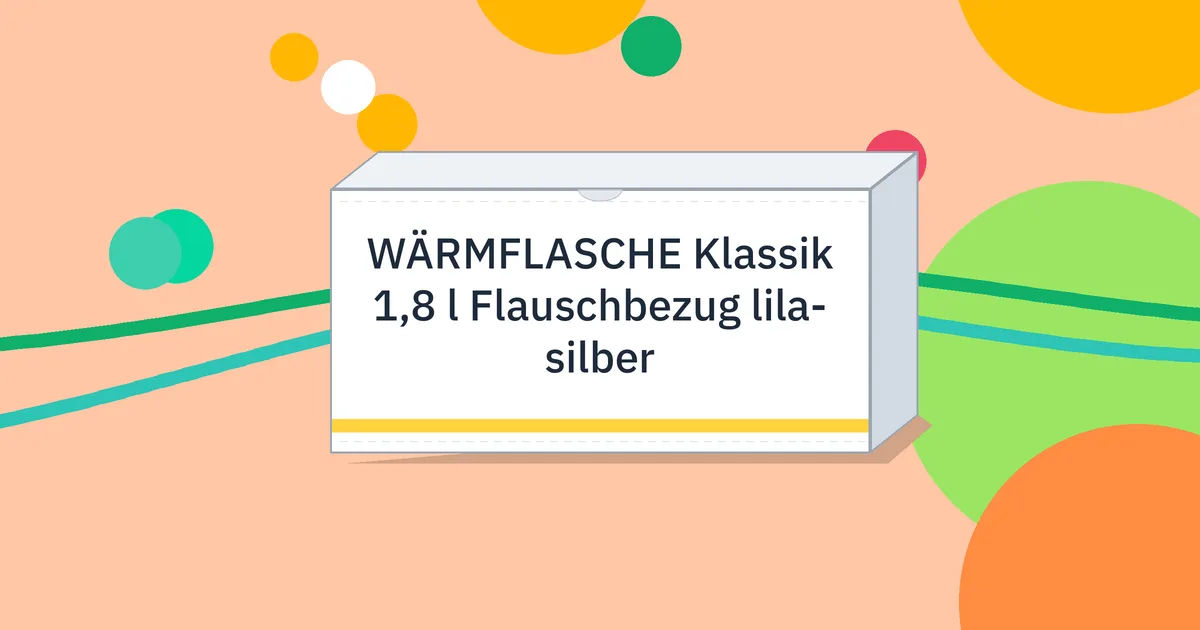 Symbolbild: Packung mit der Aufschrift WÄRMFLASCHE Klassik 1,8 l Flauschbezug lila-silber (PZN 13836929) – Verfügbarkeit und Bezug in Apotheken in Frankfurt am Main