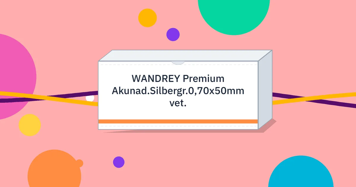 Symbolbild: Packung mit der Aufschrift WANDREY Premium Akunad.Silbergr.0,70x50mm vet. (PZN 01421086) – Verfügbarkeit und Bezug in Apotheken in Frankfurt am Main