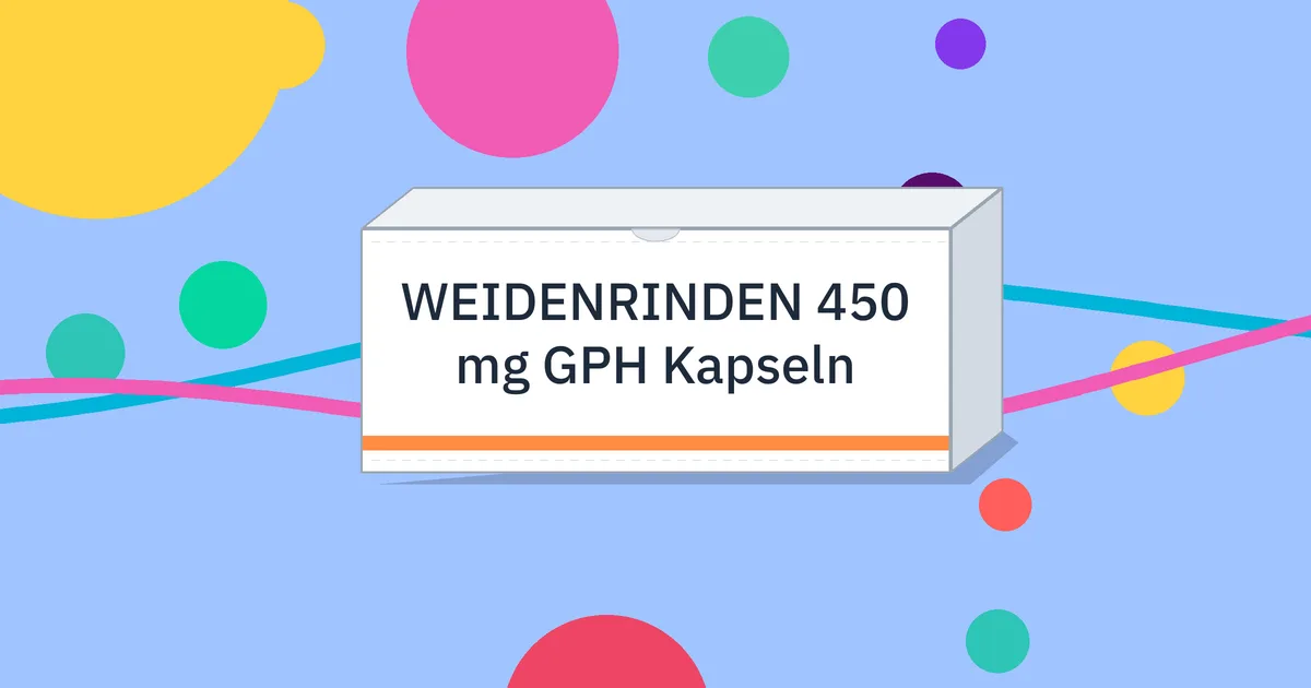 Symbolbild: Packung mit der Aufschrift WEIDENRINDEN 450 mg GPH Kapseln (PZN 15294823) – Verfügbarkeit und Bezug in Apotheken in Frankfurt am Main