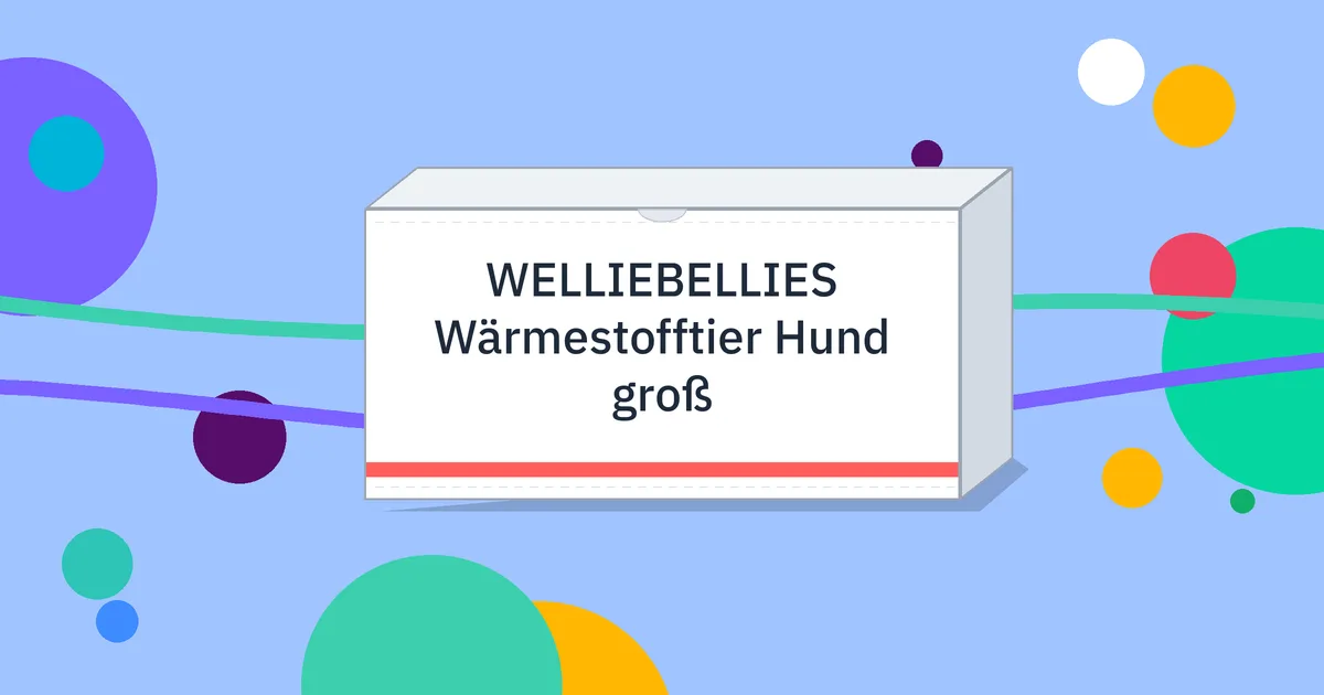 Symbolbild: Packung mit der Aufschrift WELLIEBELLIES Wärmestofftier Hund groß (PZN 11153439) – Verfügbarkeit und Bezug in Apotheken in Frankfurt am Main