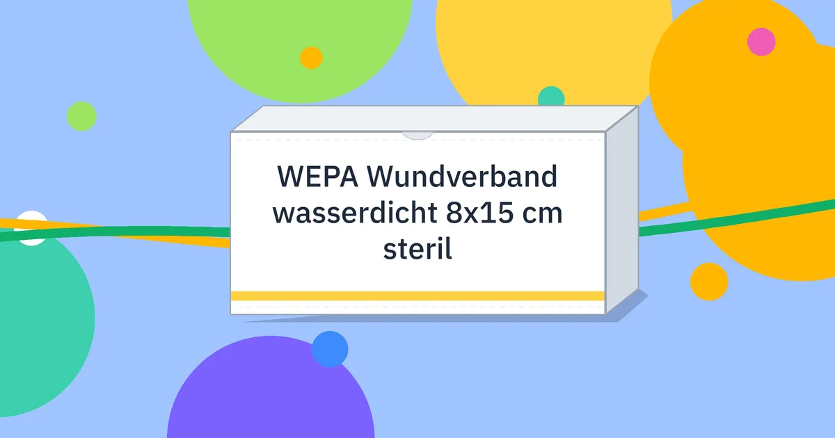 Symbolbild: Packung mit der Aufschrift WEPA Wundverband wasserdicht 8x15 cm steril (PZN 16234220) – Verfügbarkeit und Bezug in Apotheken in Frankfurt am Main