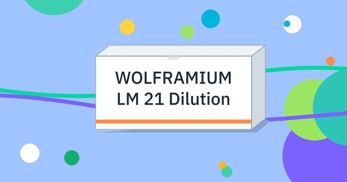Symbolbild: Packung mit der Aufschrift WOLFRAMIUM LM 21 Dilution (PZN 13280863) – Verfügbarkeit und Bezug in Apotheken in Frankfurt am Main