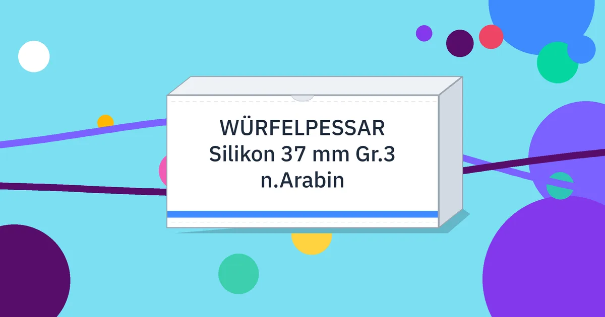 Symbolbild: Packung mit der Aufschrift WÜRFELPESSAR Silikon 37 mm Gr.3 n.Arabin (PZN 00242105) – Verfügbarkeit und Bezug in Apotheken in Frankfurt am Main