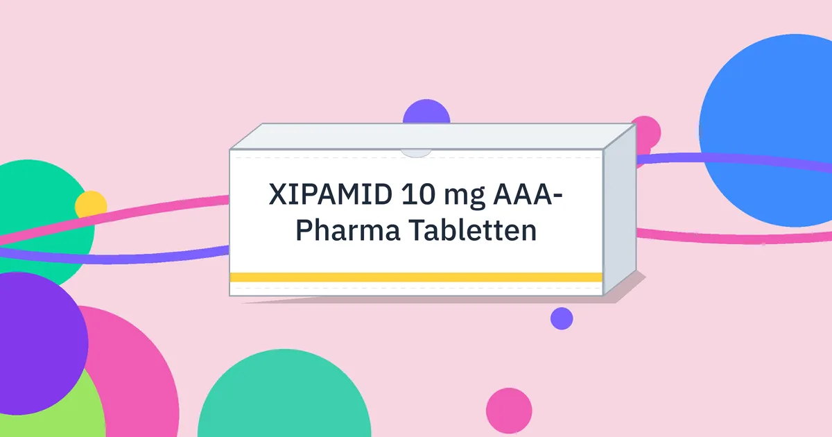Symbolbild: Packung mit der Aufschrift XIPAMID 10 mg AAA-Pharma Tabletten (PZN 03709271) – Verfügbarkeit und Bezug in Apotheken in Frankfurt am Main