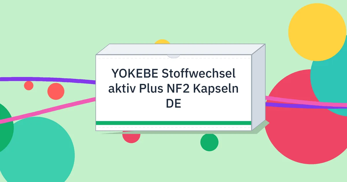 Symbolbild: Packung mit der Aufschrift YOKEBE Stoffwechsel aktiv Plus NF2 Kapseln DE (PZN 18889988) – Verfügbarkeit und Bezug in Apotheken in Frankfurt am Main