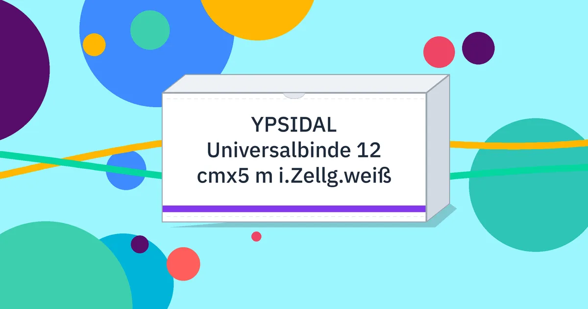 Symbolbild: Packung mit der Aufschrift YPSIDAL Universalbinde 12 cmx5 m i.Zellg.weiß (PZN 12604358) – Verfügbarkeit und Bezug in Apotheken in Frankfurt am Main