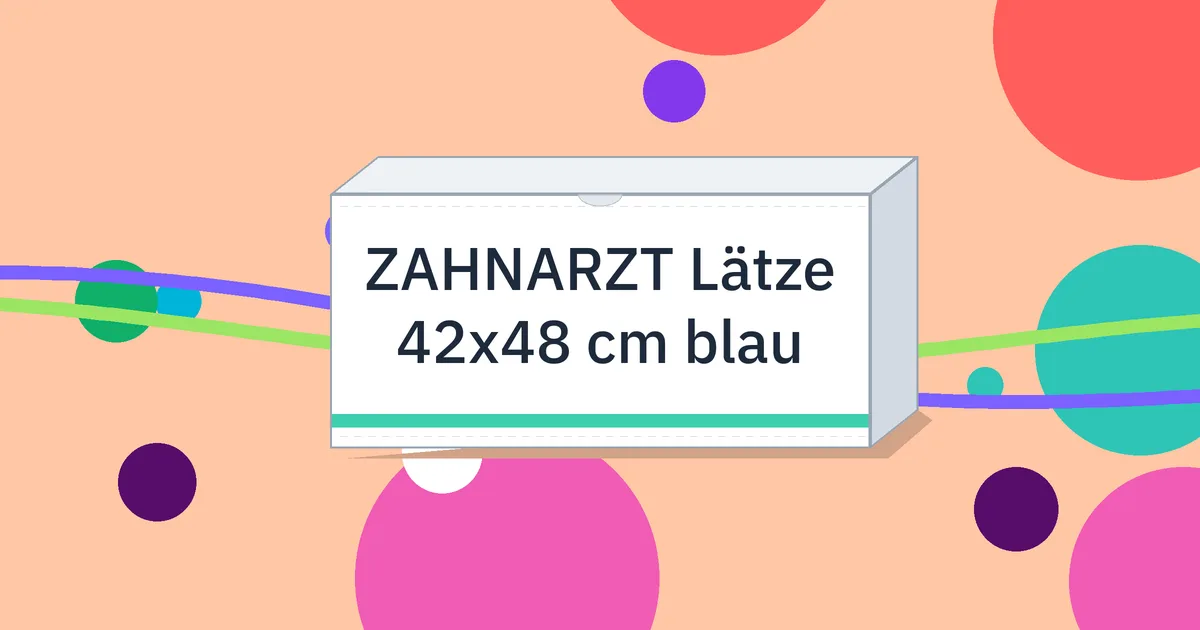 Symbolbild: Packung mit der Aufschrift ZAHNARZT Lätze 42x48 cm blau (PZN 09202857) – Verfügbarkeit und Bezug in Apotheken in Frankfurt am Main
